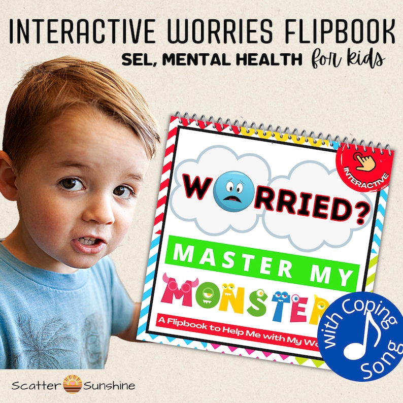 Worry Monster Kids Interactive Flipbook & Worries Anxiety Coping ...
