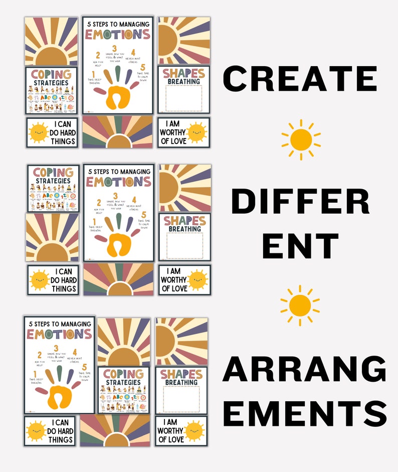 Kids Calming Corner Wall Art Classroom Sun Calm Down Printable Decor ...