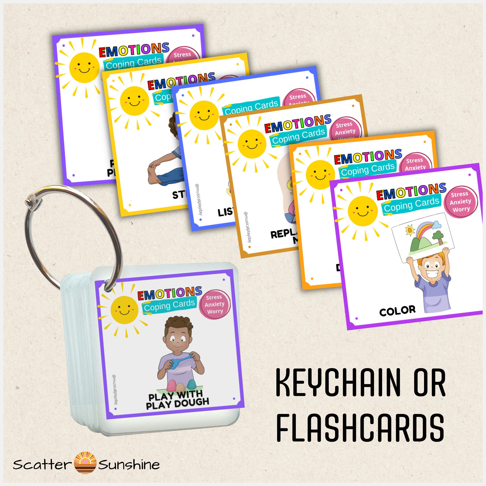 36 Kids Coping Skill Mental Health Action Cards for Mindfulness and ...