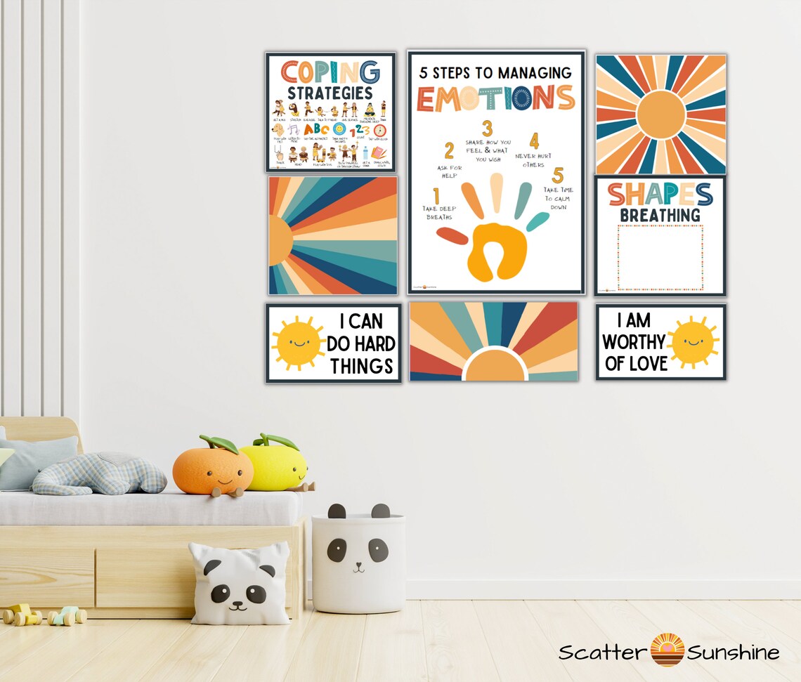 Kids Calming Corner Wall Art Classroom Boho Calm Down Printable Decor ...
