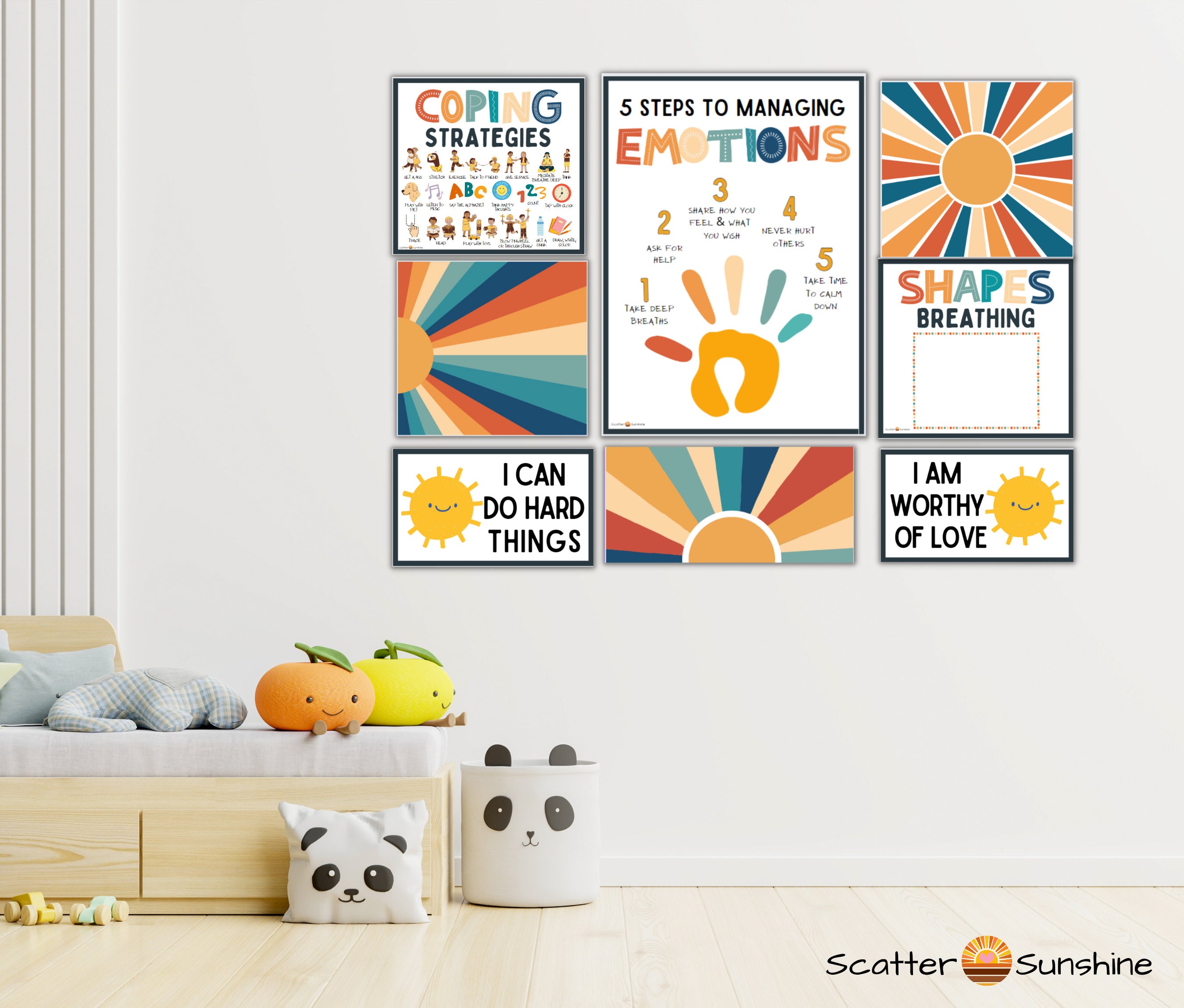 Kids Calming Corner Wall Art Classroom Boho Calm Down Printable Decor ...