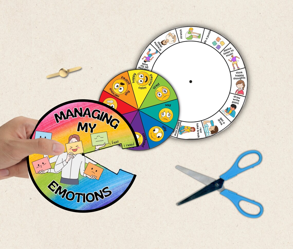 Managing Feelings Emotions Spinner Wheel Craft - Kids Calming Corner ...