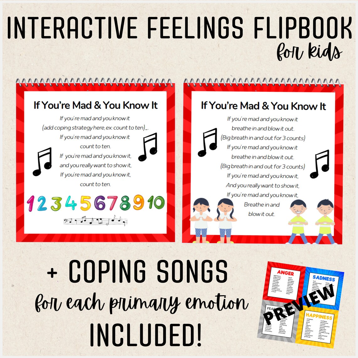 Feelings Flipbook. Kids Interactive Coping Strategies Flipbook - SEL ...