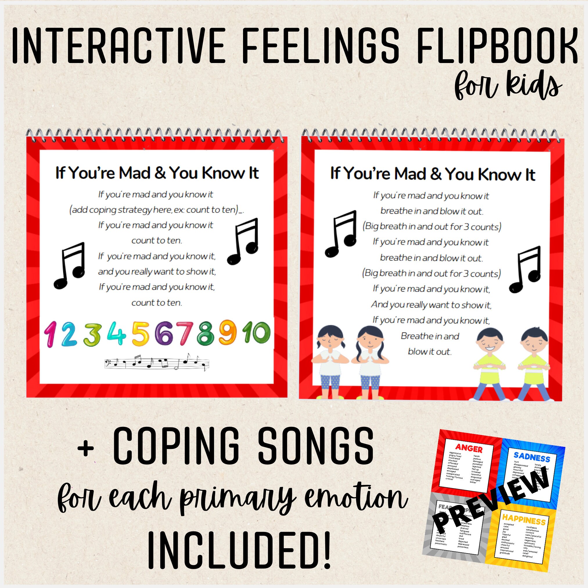 Feelings Flipbook. Kids Interactive Coping Strategies Flipbook - SEL ...