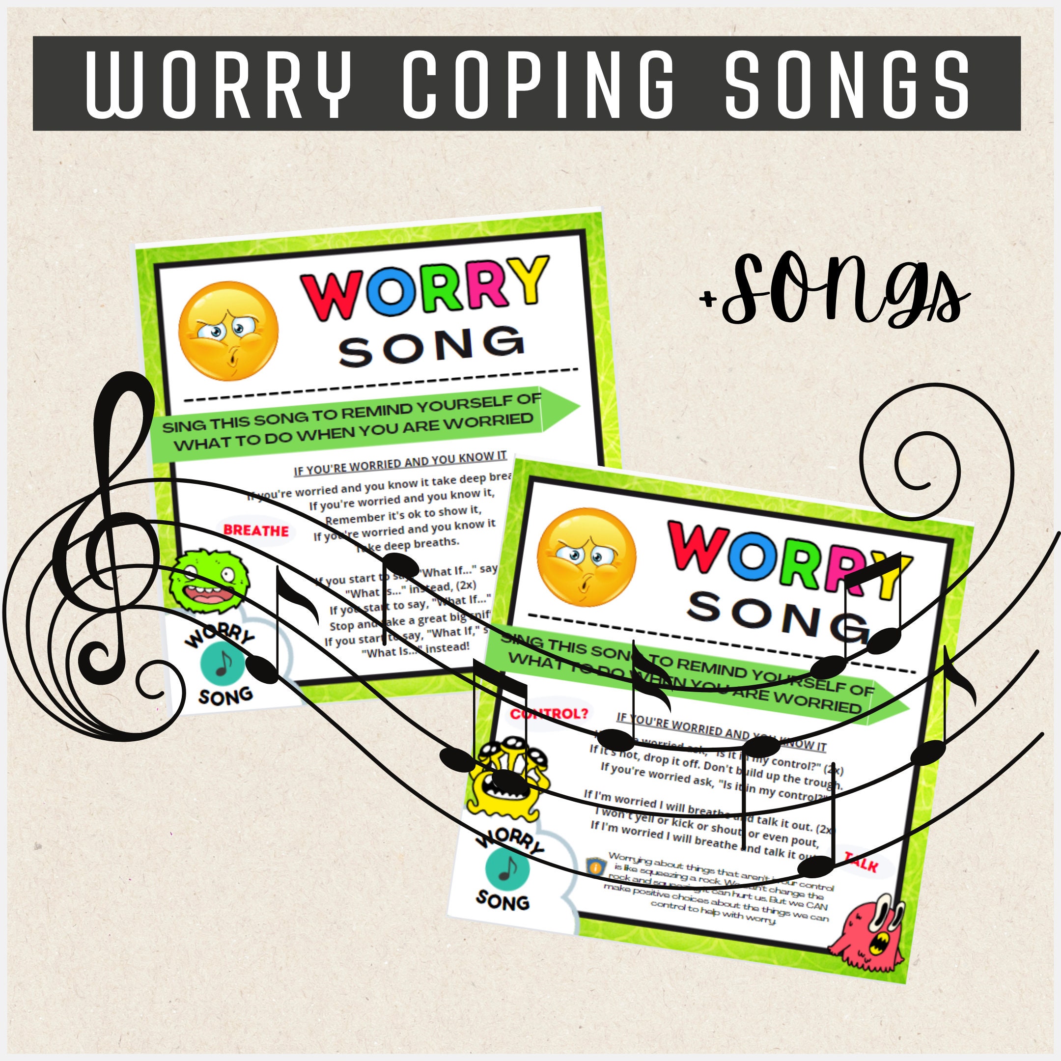 Worry Monster Kids Interactive Flipbook & Worries Anxiety Coping ...