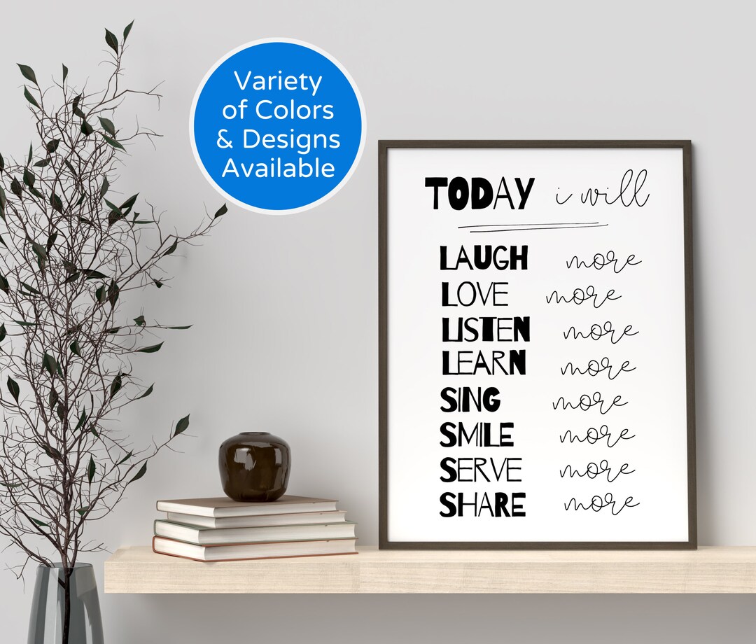 Customizable Today I Will Motivational Positive Affirmation Wall Art ...
