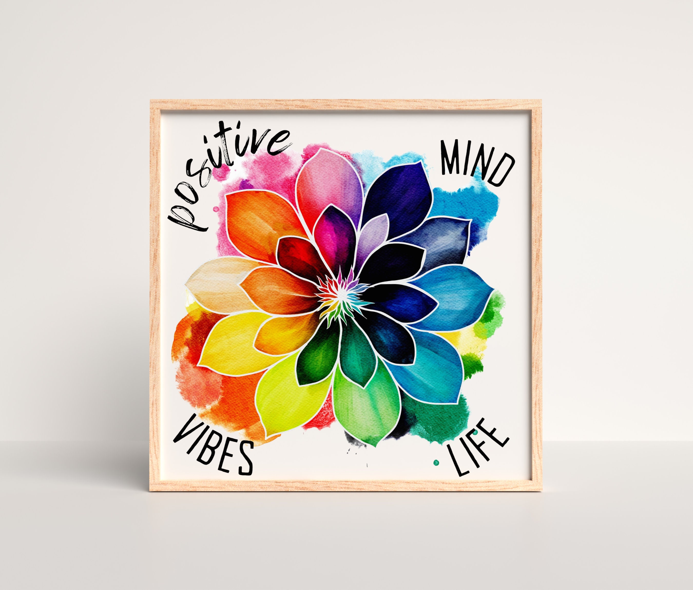 Positive Vibes Mind Life Motivational Positive Affirmation Wall Art ...