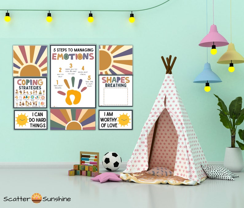Kids Calming Corner Wall Art Classroom Sun Calm Down Printable Decor ...