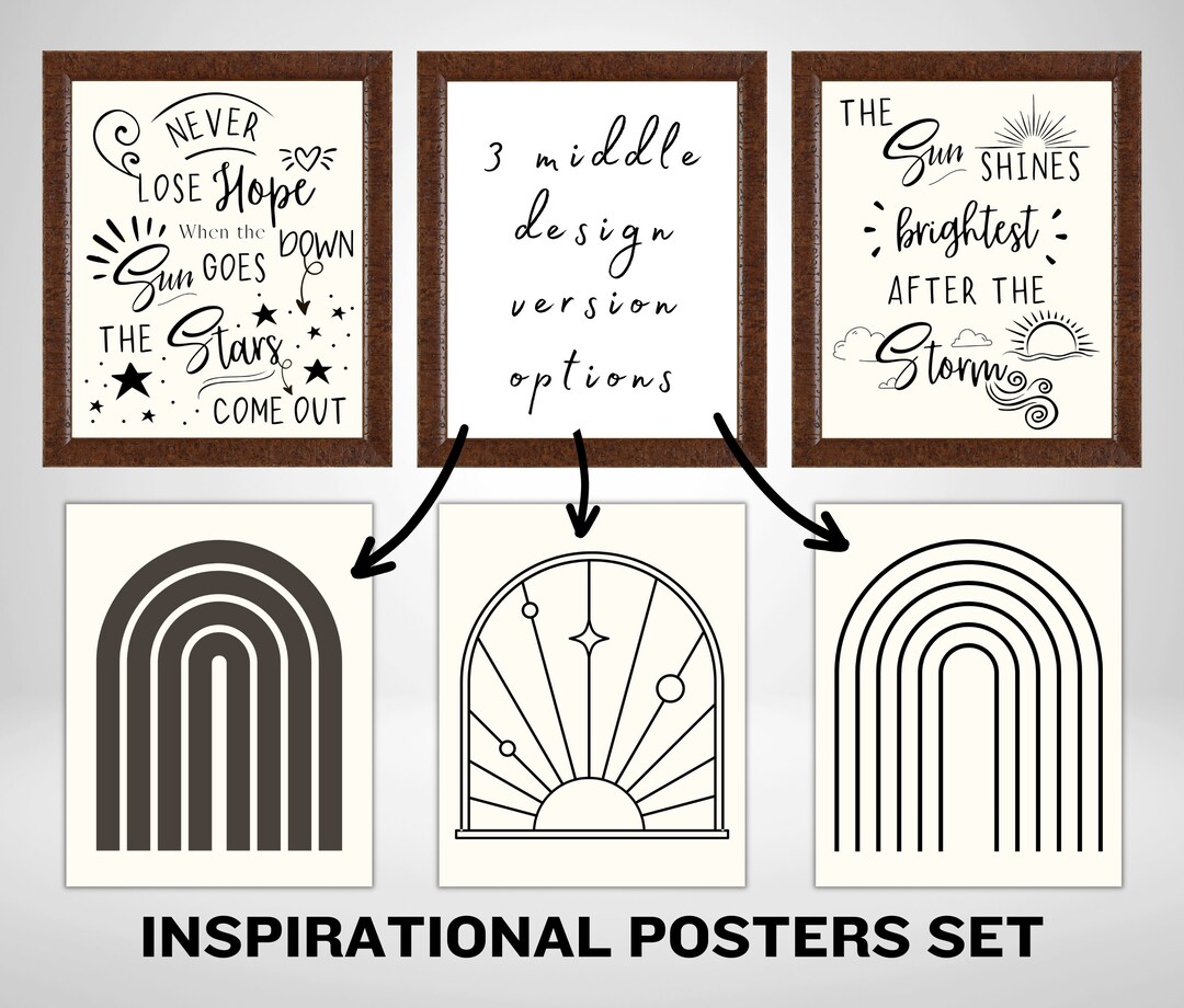 Inspirational 3 Posters Set, Motivational Positive Affirmation Wall Art ...