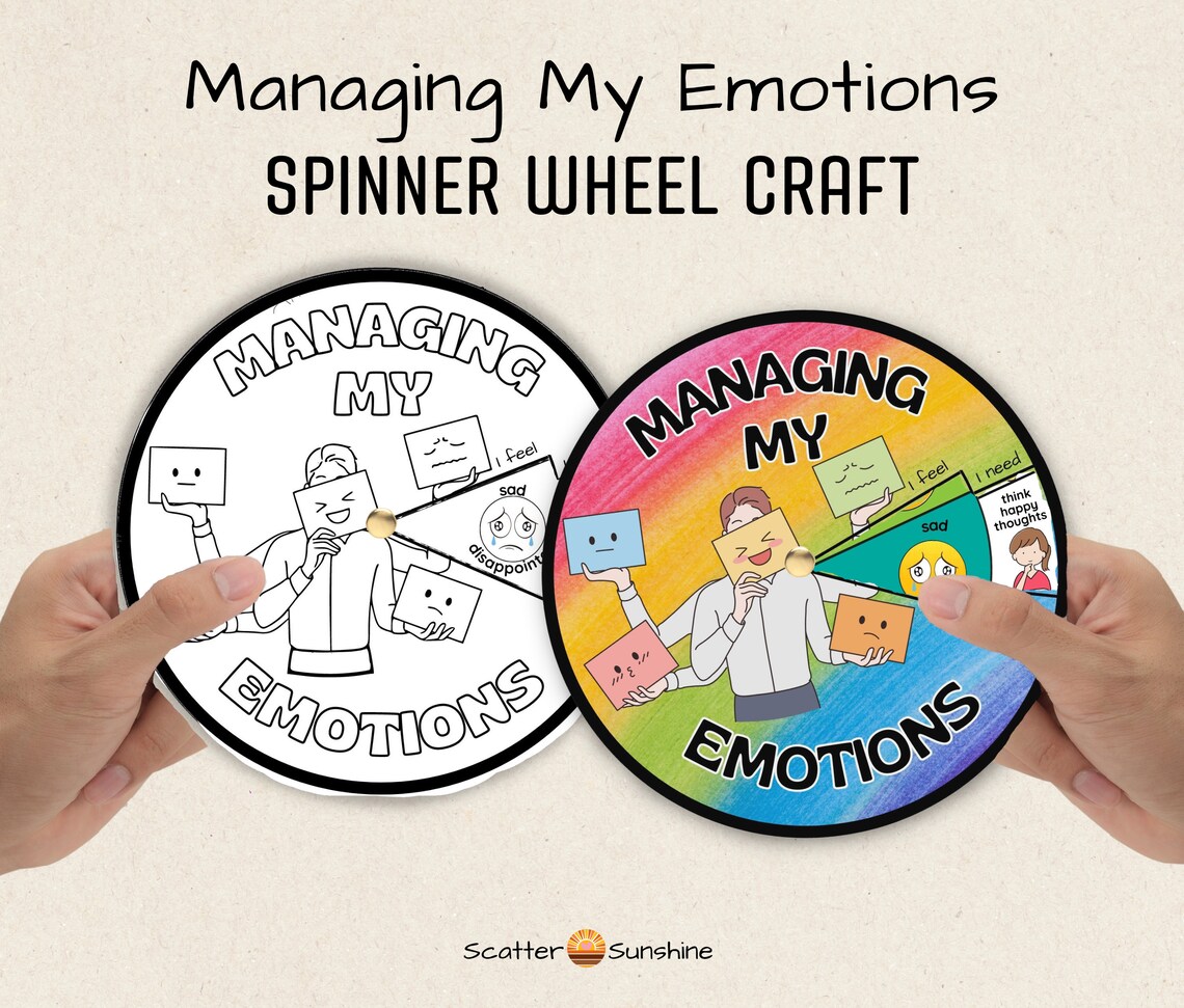 Managing Feelings Emotions Spinner Wheel Craft - Kids Calming Corner ...