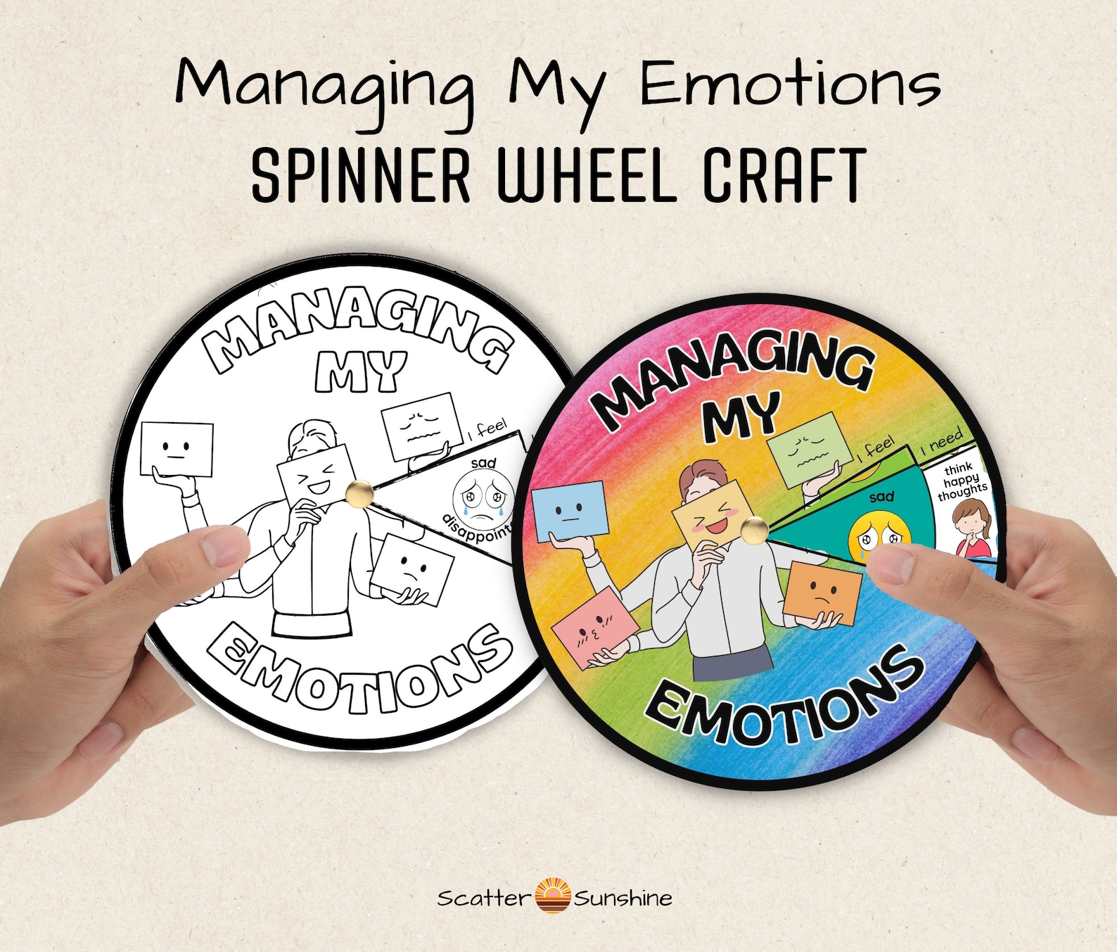 Managing Feelings Emotions Spinner Wheel Craft - Kids Calming Corner ...