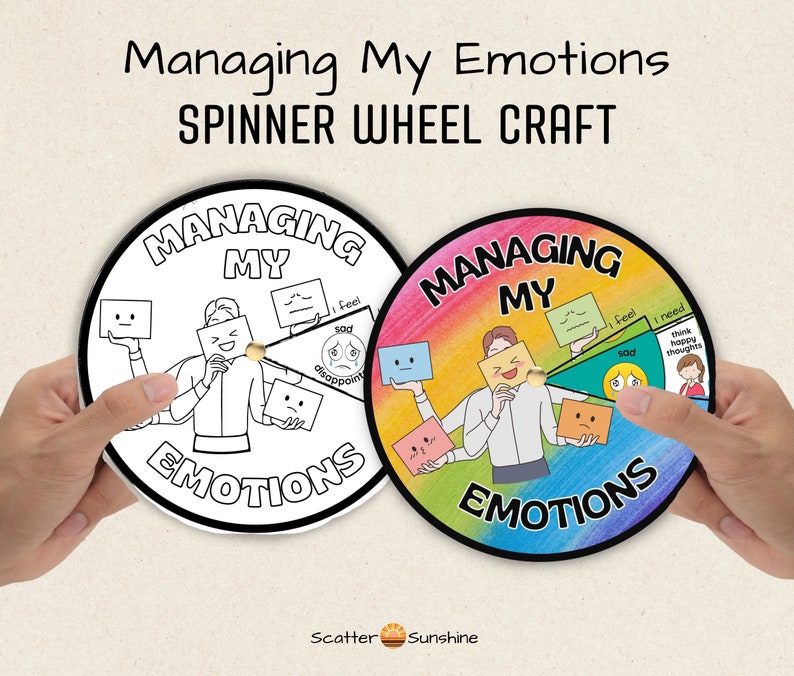 Managing Feelings Emotions Spinner Wheel Craft - Kids Calming Corner ...