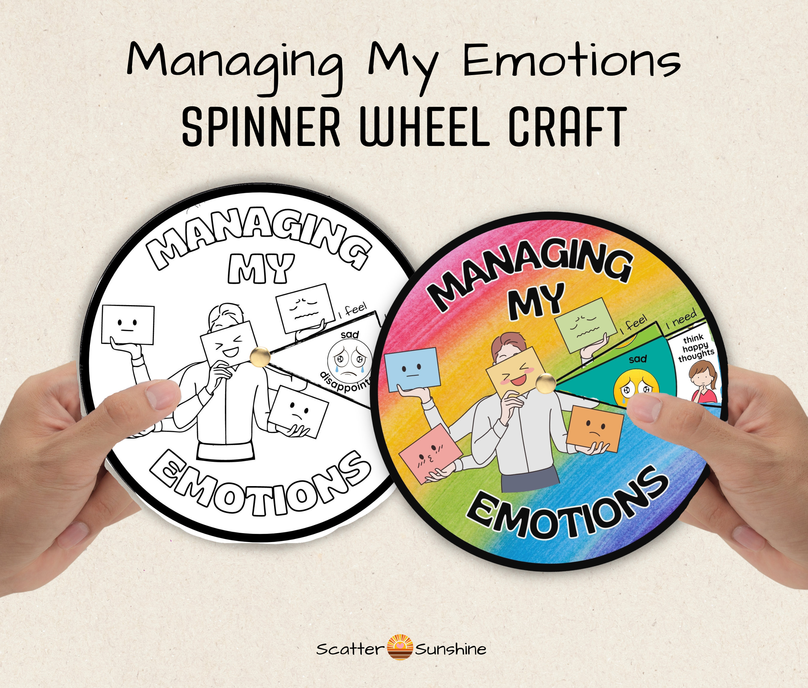 Managing Feelings Emotions Spinner Wheel Craft - Kids Calming Corner ...