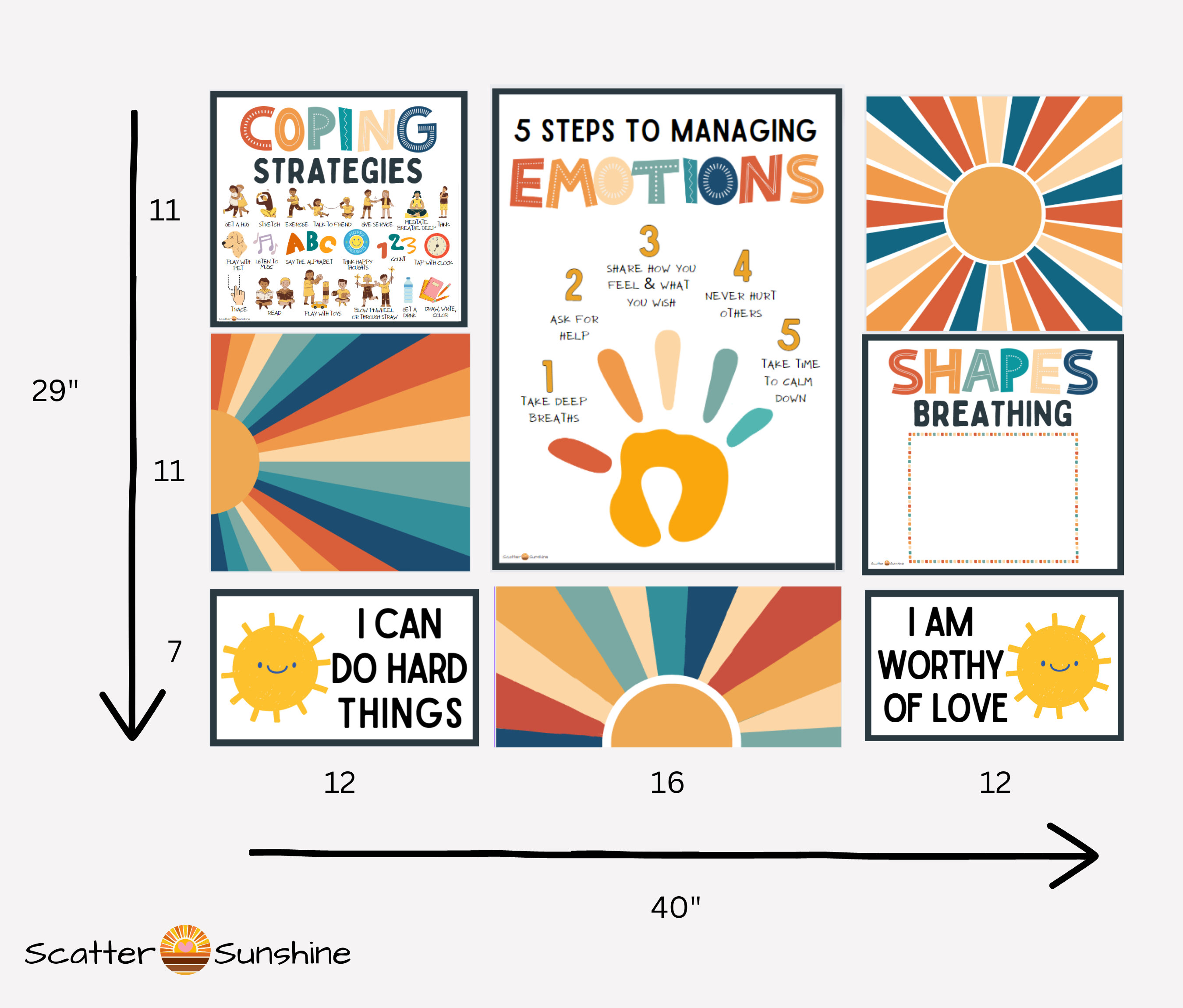 Kids Calming Corner Wall Art - Classroom Boho Calm Down Printable Decor ...