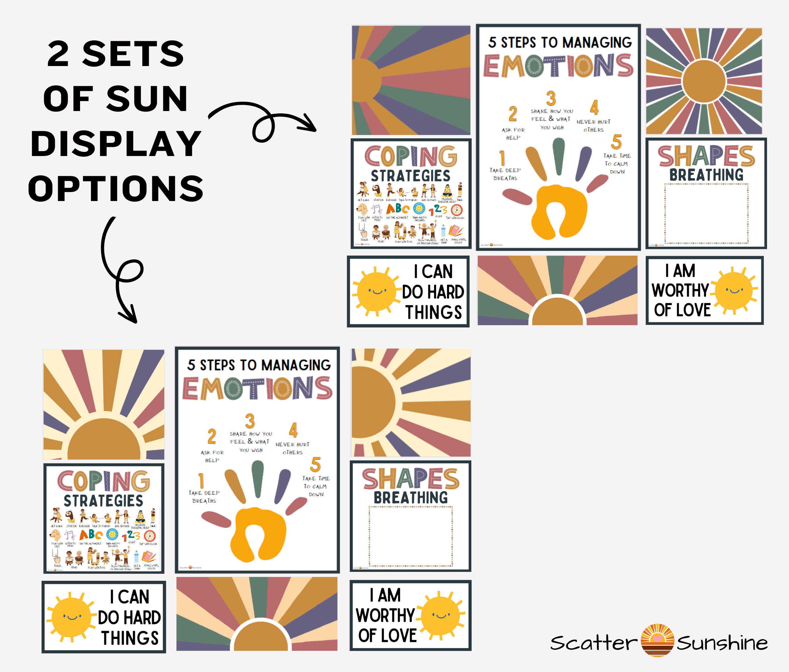 Kids Calming Corner Wall Art Classroom Sun Calm Down Printable Decor ...