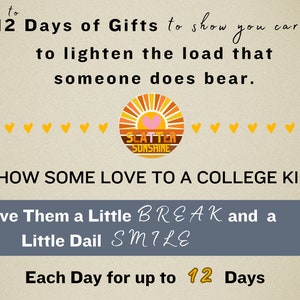 COLLEGE SURVIVAL 12 Days of Gift Tag Cards - College Care Package ...