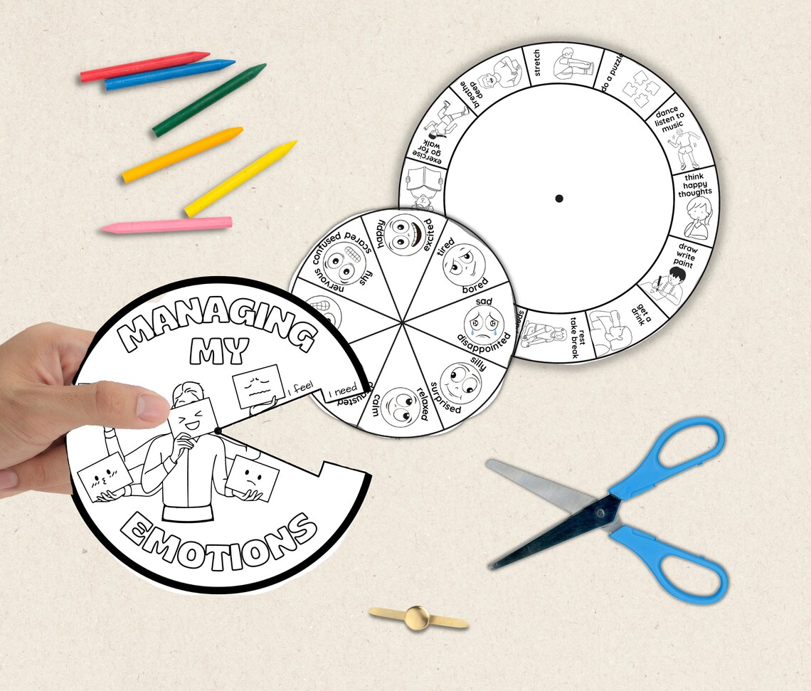 Managing Feelings Emotions Spinner Wheel Craft - Kids Calming Corner ...