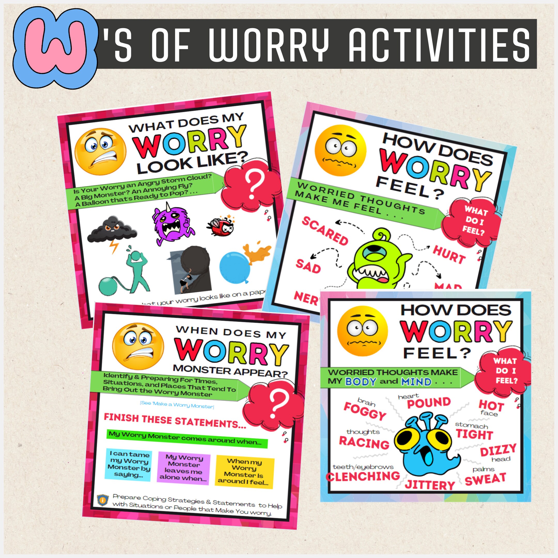 Worry Monster Kids Interactive Flipbook & Worries Anxiety - Etsy