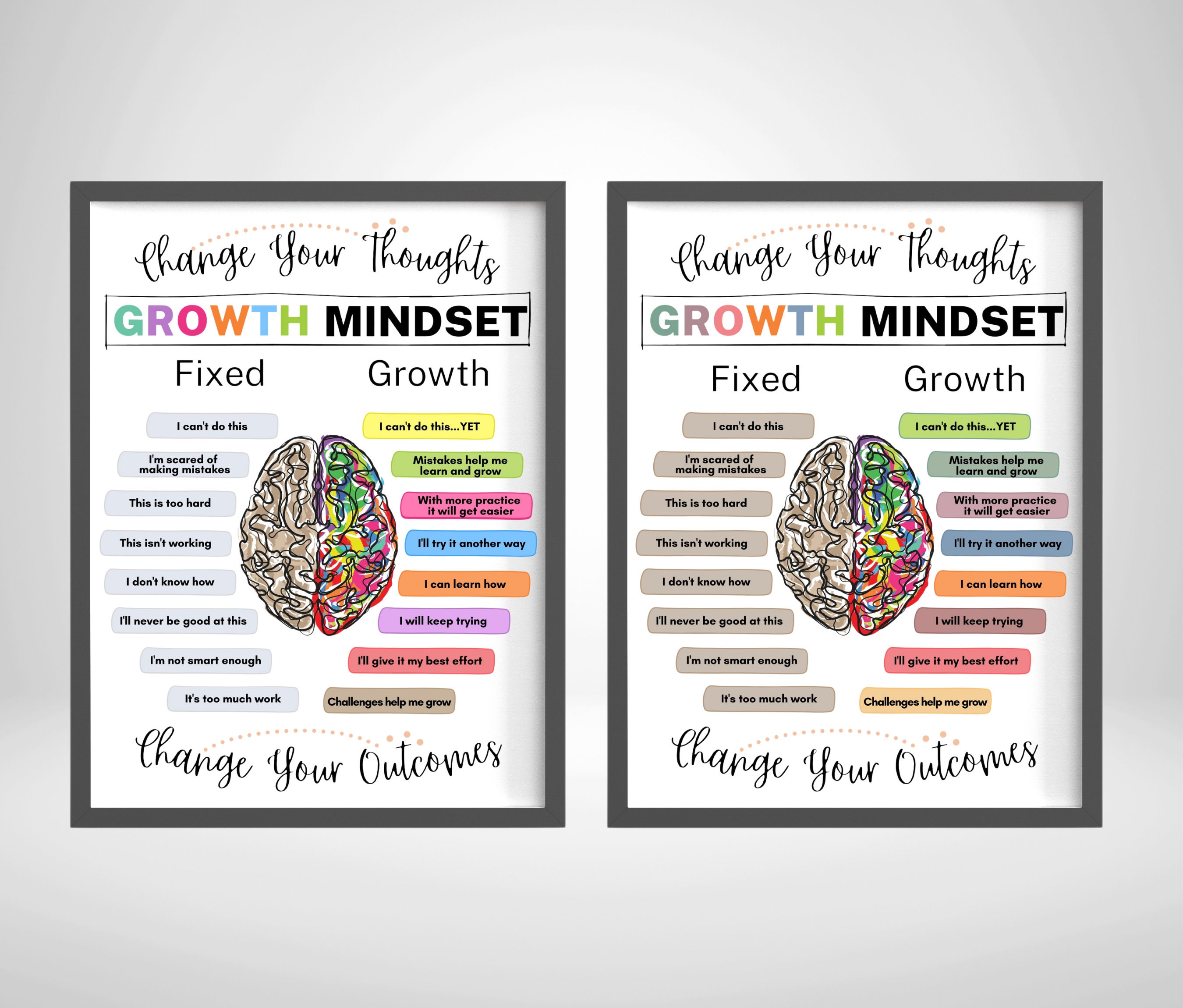 Growth Mindset Posters, Kids Room Wall Art, Councelor Therapist Decor ...