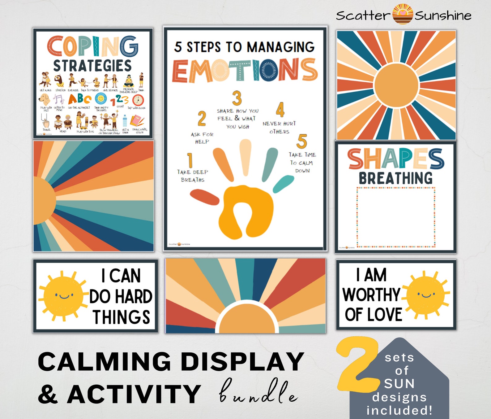 Kids Calming Corner Wall Art - Classroom Boho Calm Down Printable Decor ...