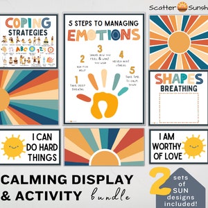 Kids Calming Corner Wall Art - Classroom Boho Calm Down Printable Decor ...