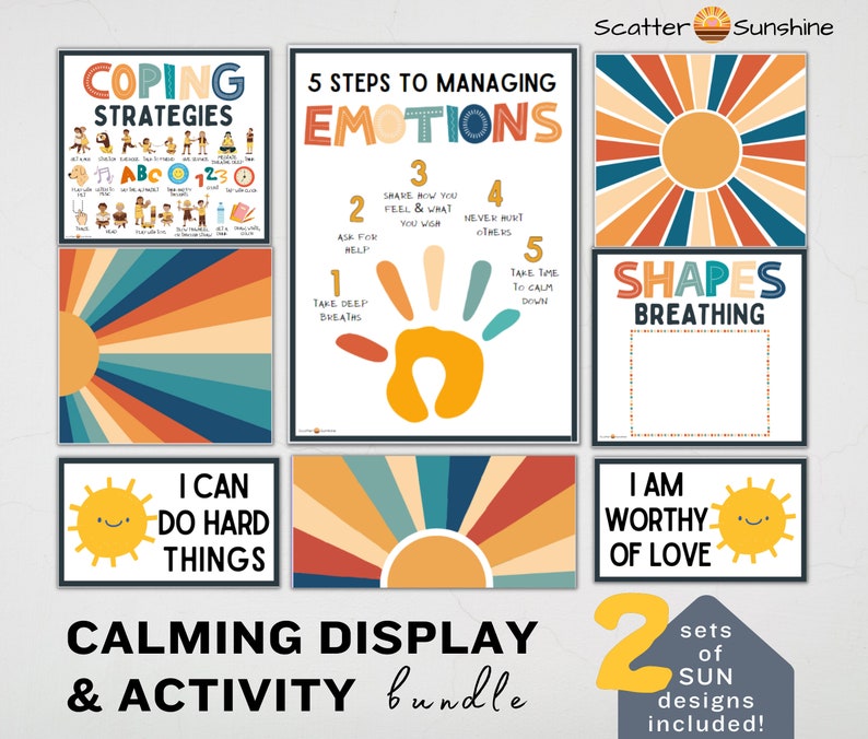 Kids Calming Corner Wall Art - Classroom Boho Calm Down Printable Decor ...