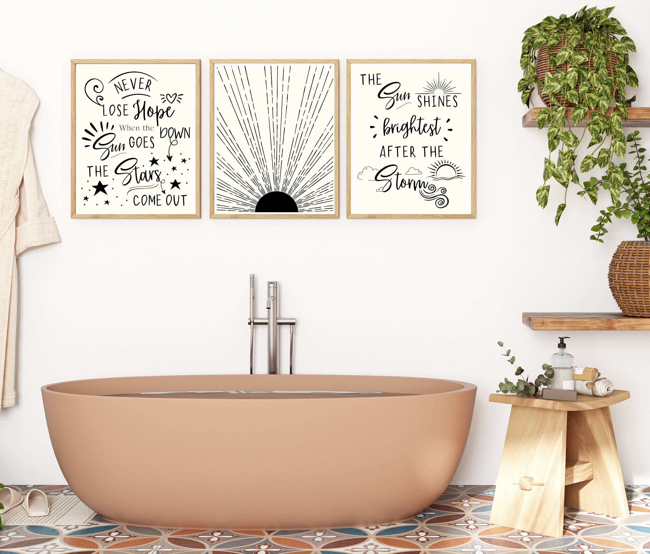 Inspirational Sun Quotes Poster Set, Motivational Positive Affirmation ...