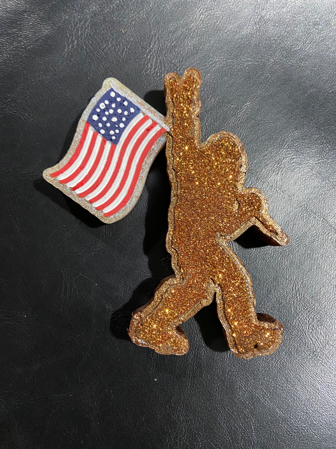Bigfoot Car Freshie: Glitter Sasquatch With American Flag - Etsy