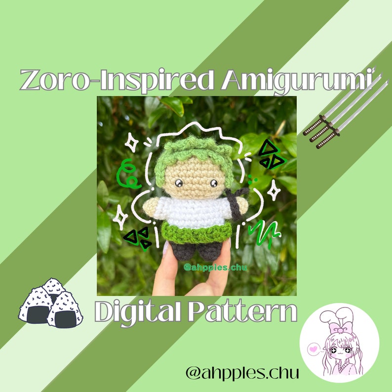 Zoro-inspired Amigurumi Crochet Pattern PDF - Etsy