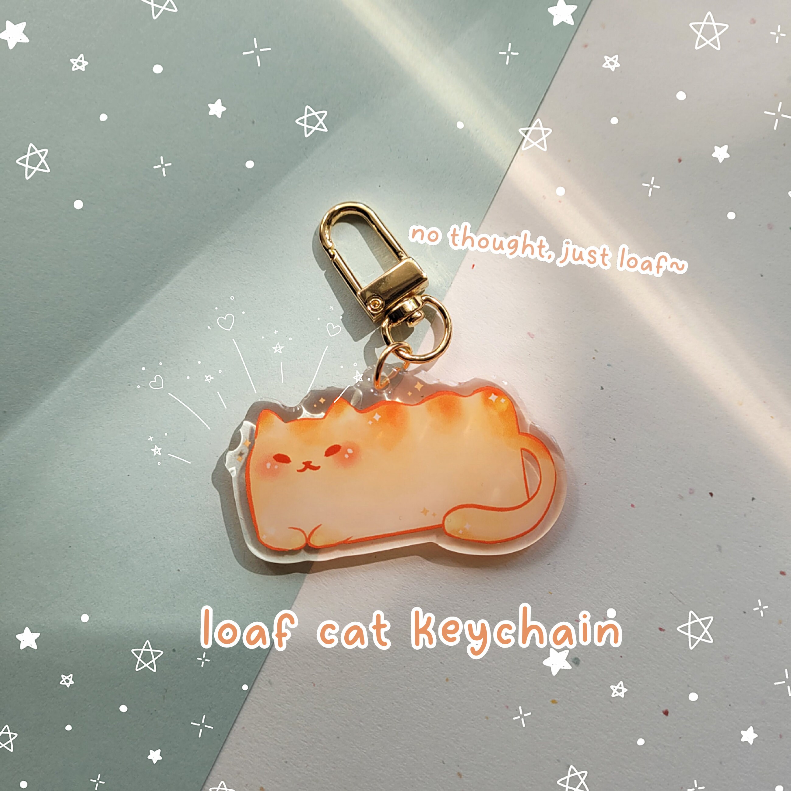 Kawaii Loaf Cat, 1.2in, Acrylic Keychain, Double-sided, Front-side ...