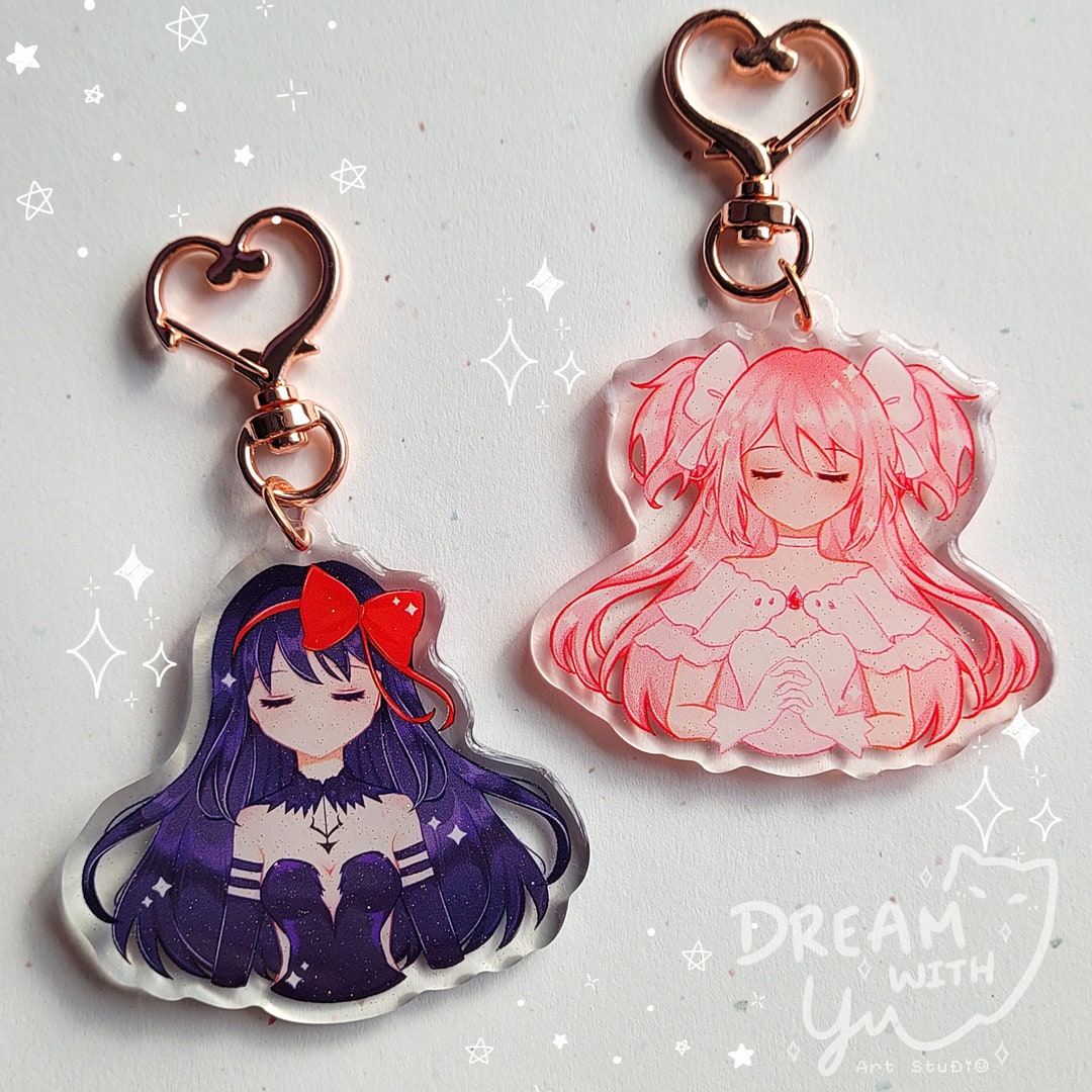 Madoka Magica| Goddess Madoka, Demon Homura Keychain, 2.2 In, Front ...