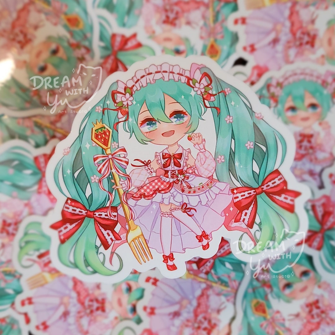 Chibi Strawberry Miku 2022- Kawaii Vocaloid Anime Girl, Waterproof ...