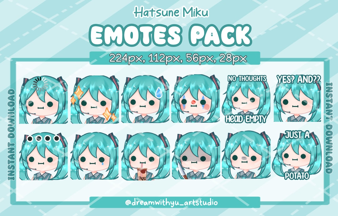 Miku Emotes Pack of 12- Twitch// Discord, 12 Emotes, Emotes for Twitch ...