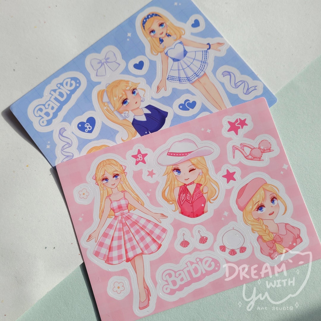 Cute Anime Girl Sticker Sheet, B Grade Vinyl Sticker, Glossy Lamination ...