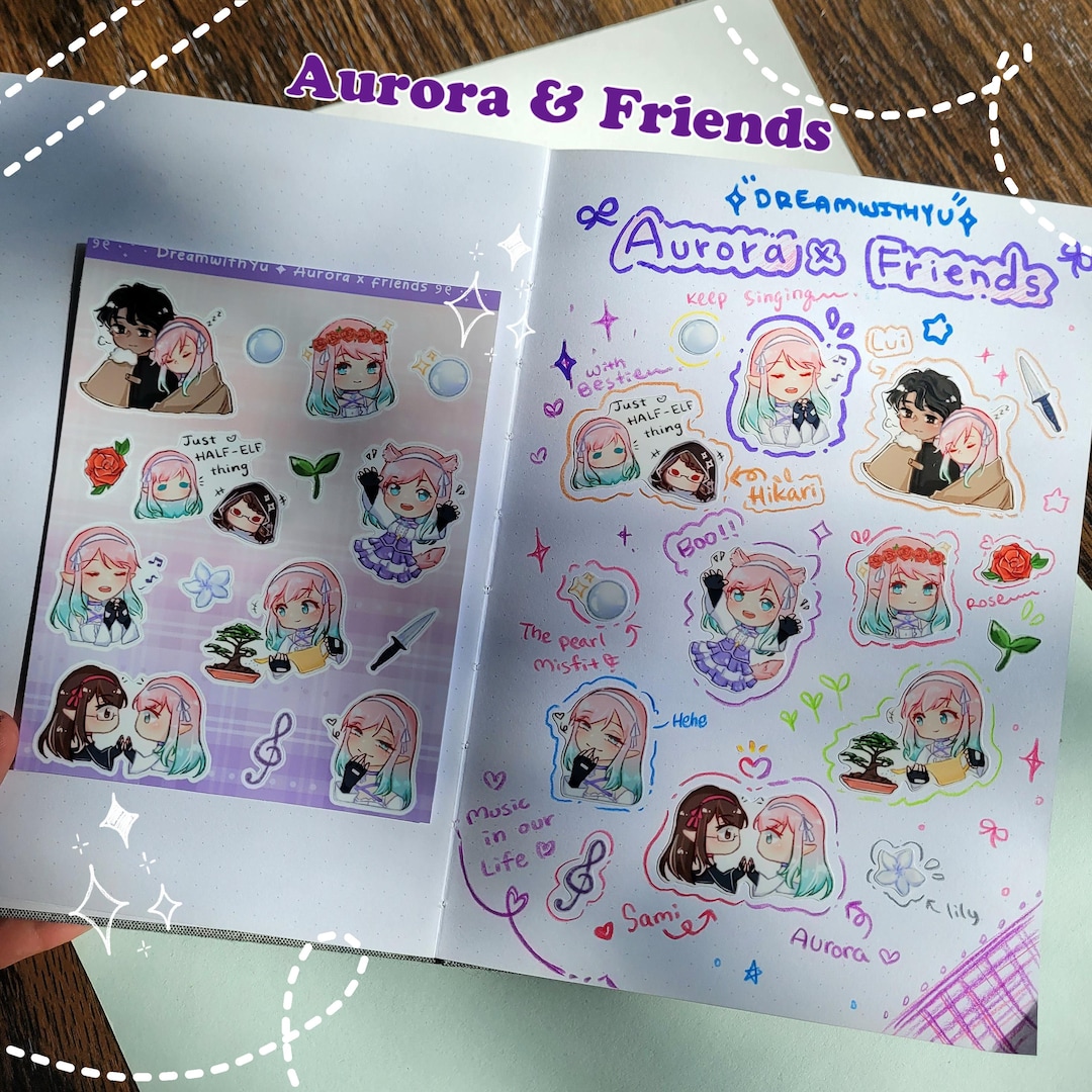 Aurora & Friends Sticker Sheet, Vinyl, Waterproof Sticker, Dreamwithyu ...