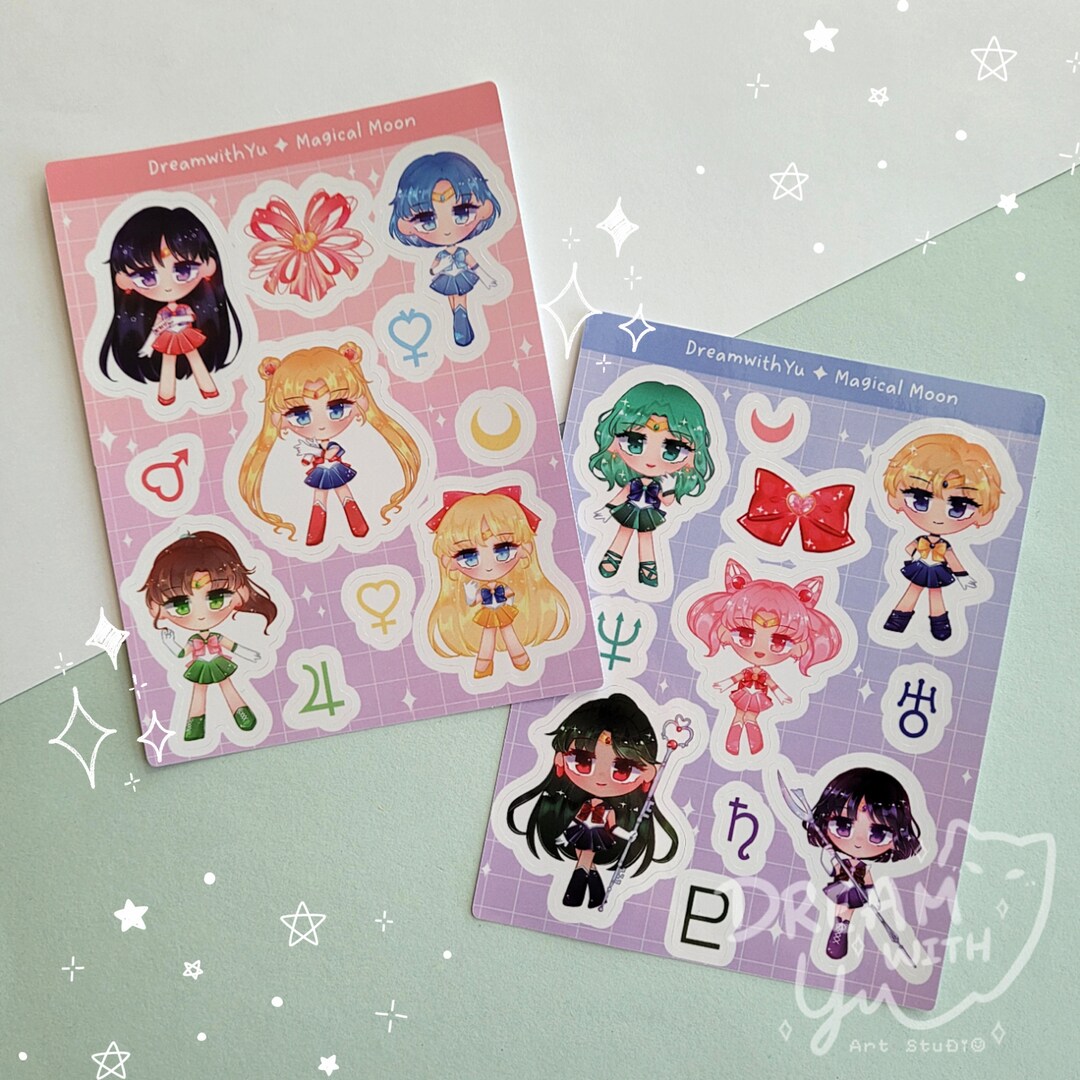 Guardian Moon Anime Sticker Sheet, Vinyl Waterproof Sheet Stickers ...