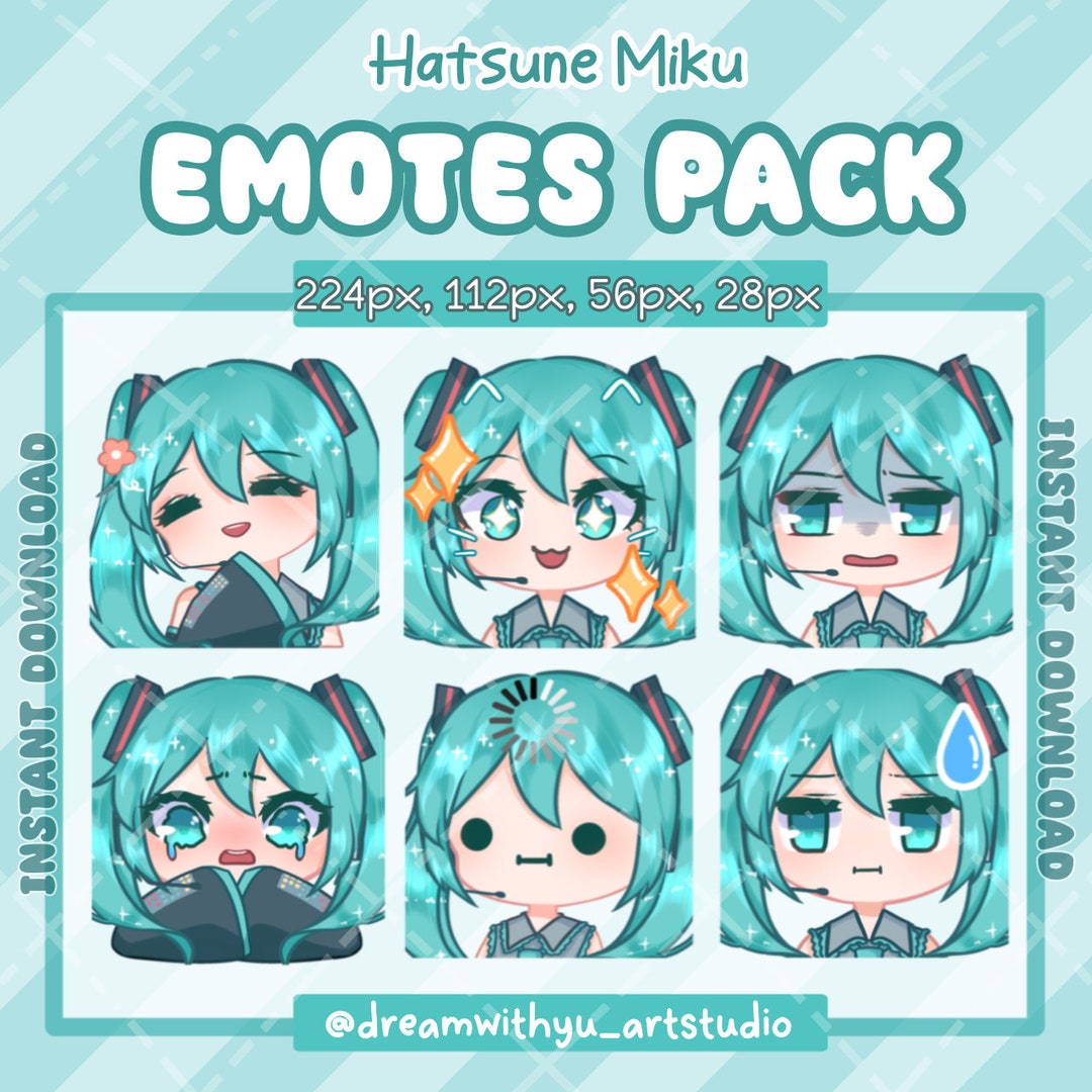Miku Emotes Pack- Twitch// Discord, Pack of 6 Emotes, Twitch Channel ...
