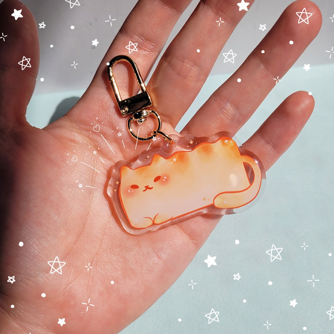Kawaii Loaf Cat, 1.2in, Acrylic Keychain, Double-sided, Front-side ...