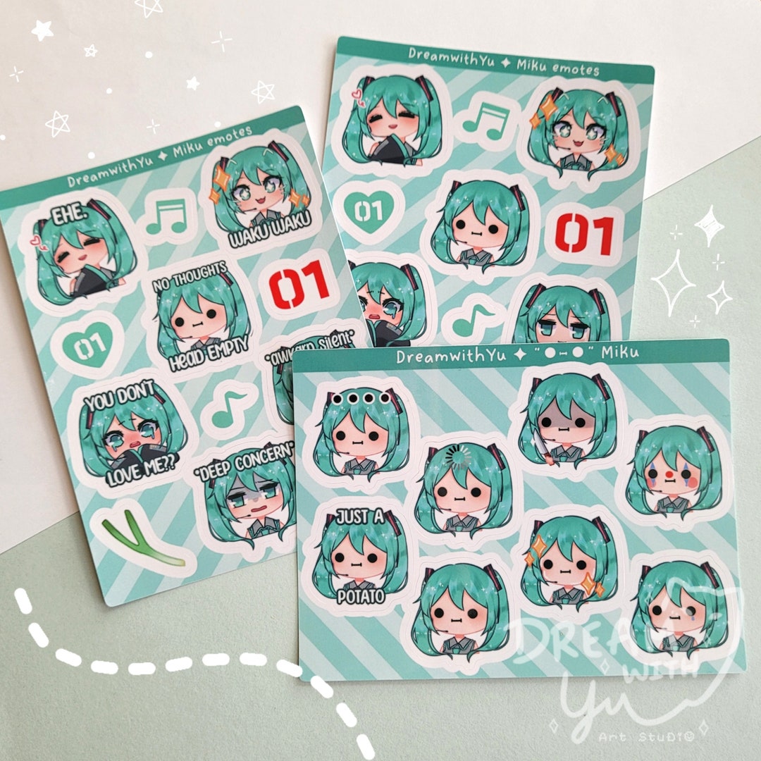 Miku Emotes Style Sticker Sheet, Vocaloid Sticker Sheet// Vinyl ...