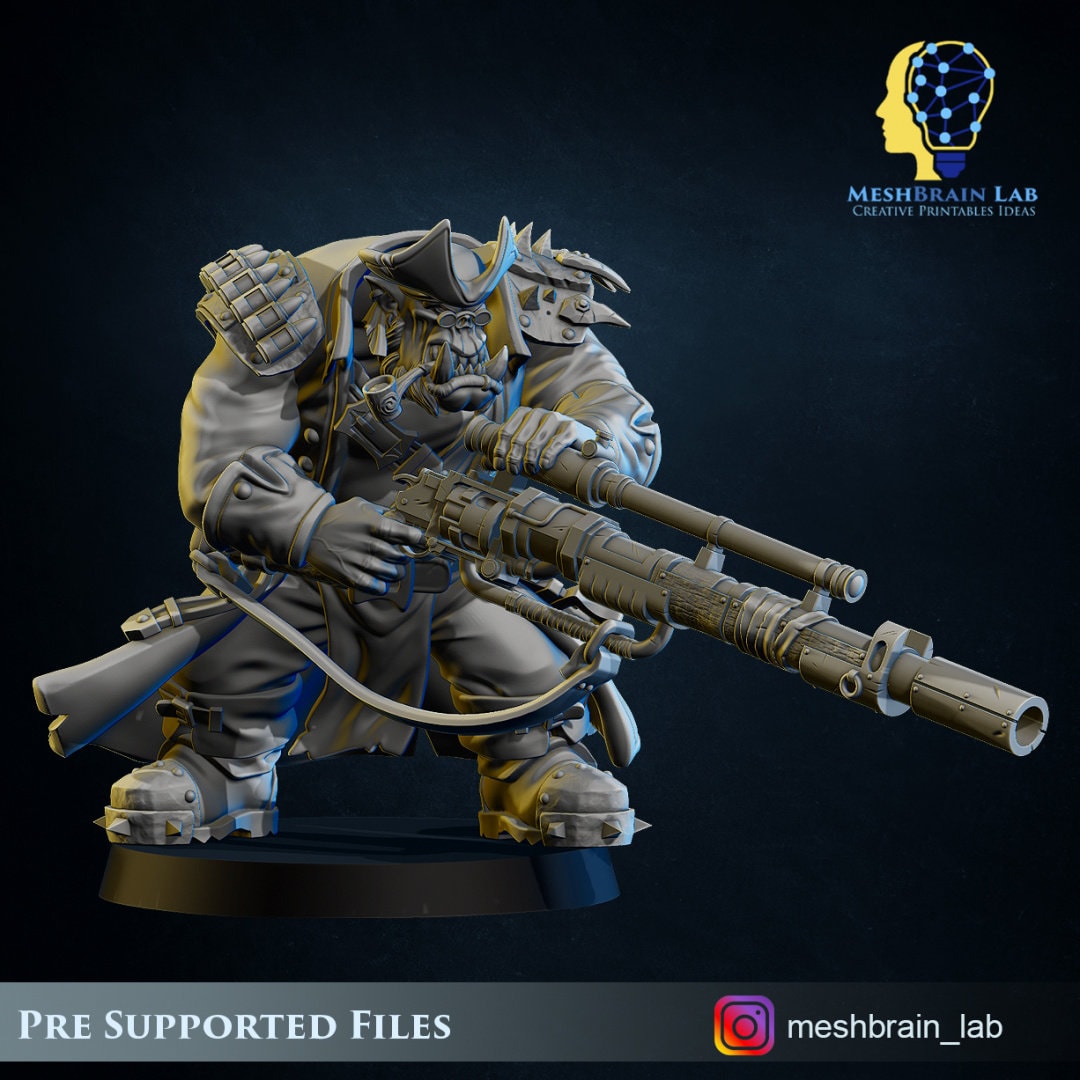 Meshbrain Lab Pirate Ork Sniper Sci-fi Wargame Proxy Miniatures ...