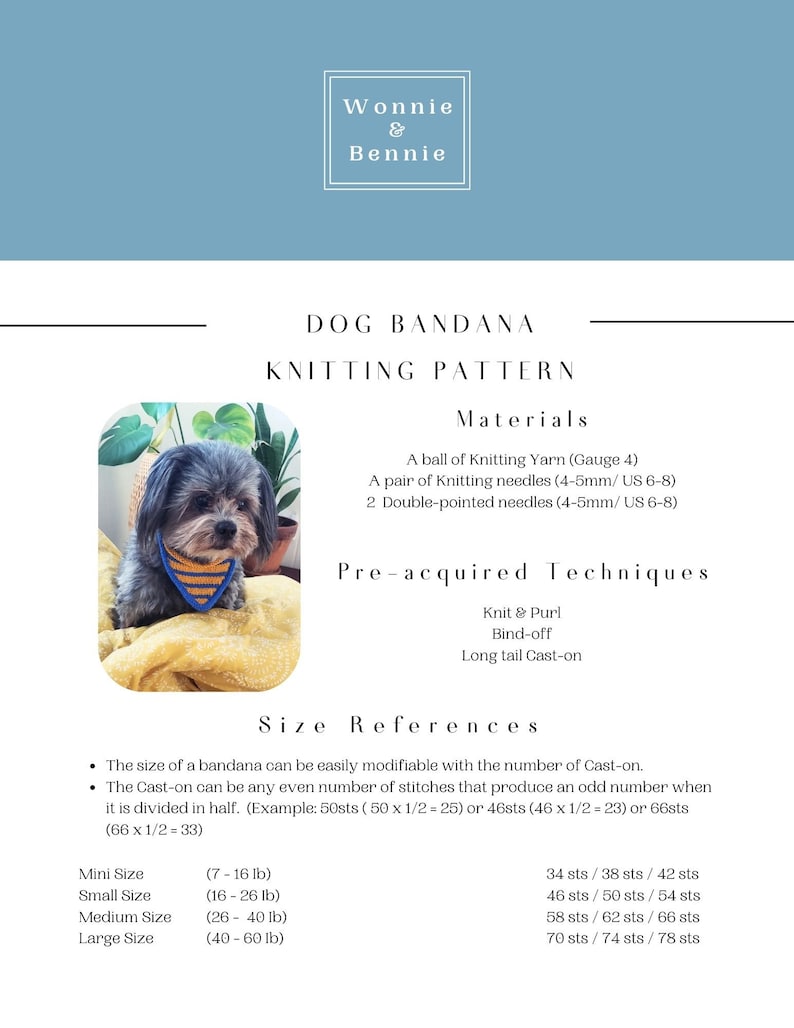 Dog Bandana Knitting Pattern PDF by Wonnie&bennie - Etsy