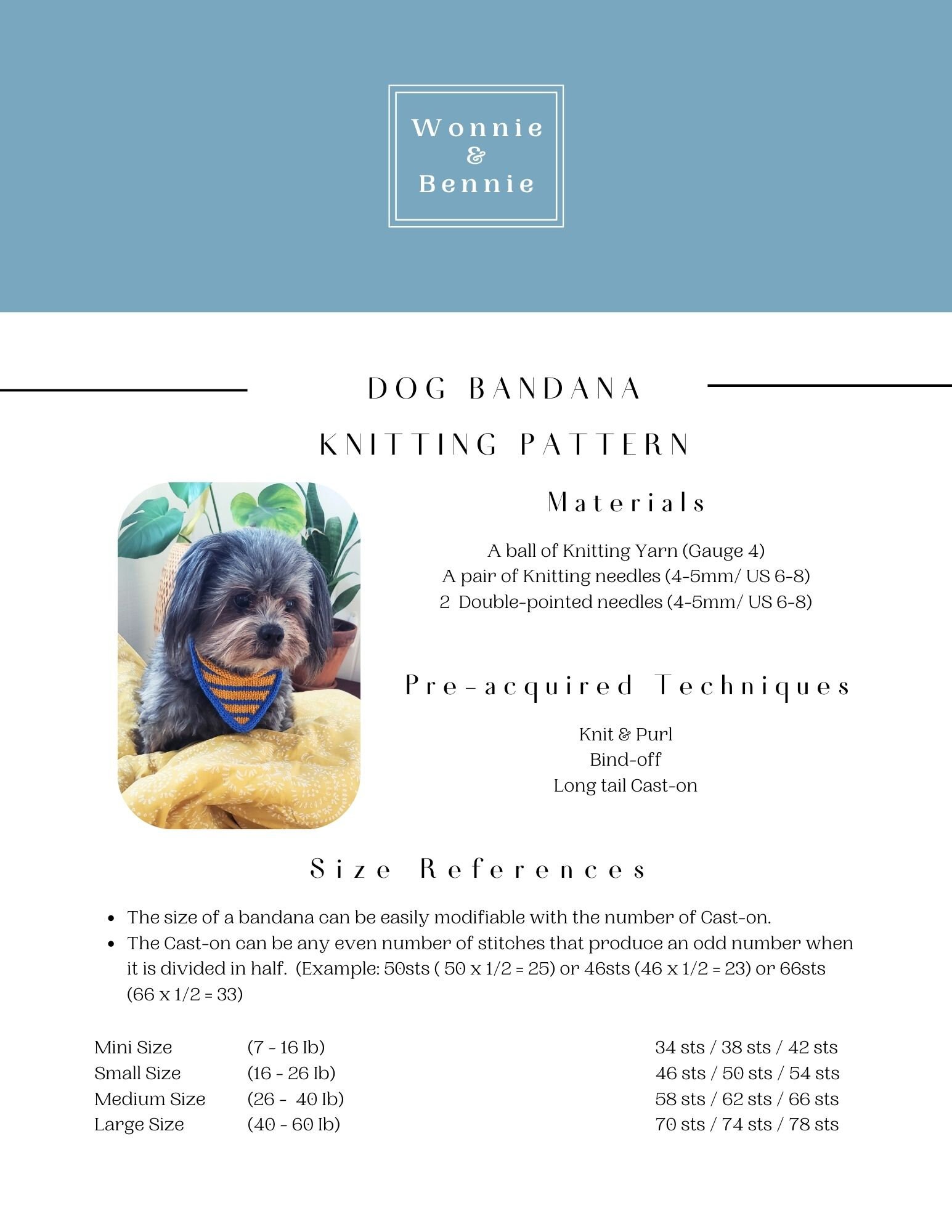 Dog Bandana Knitting Pattern PDF by Wonnie&bennie - Etsy