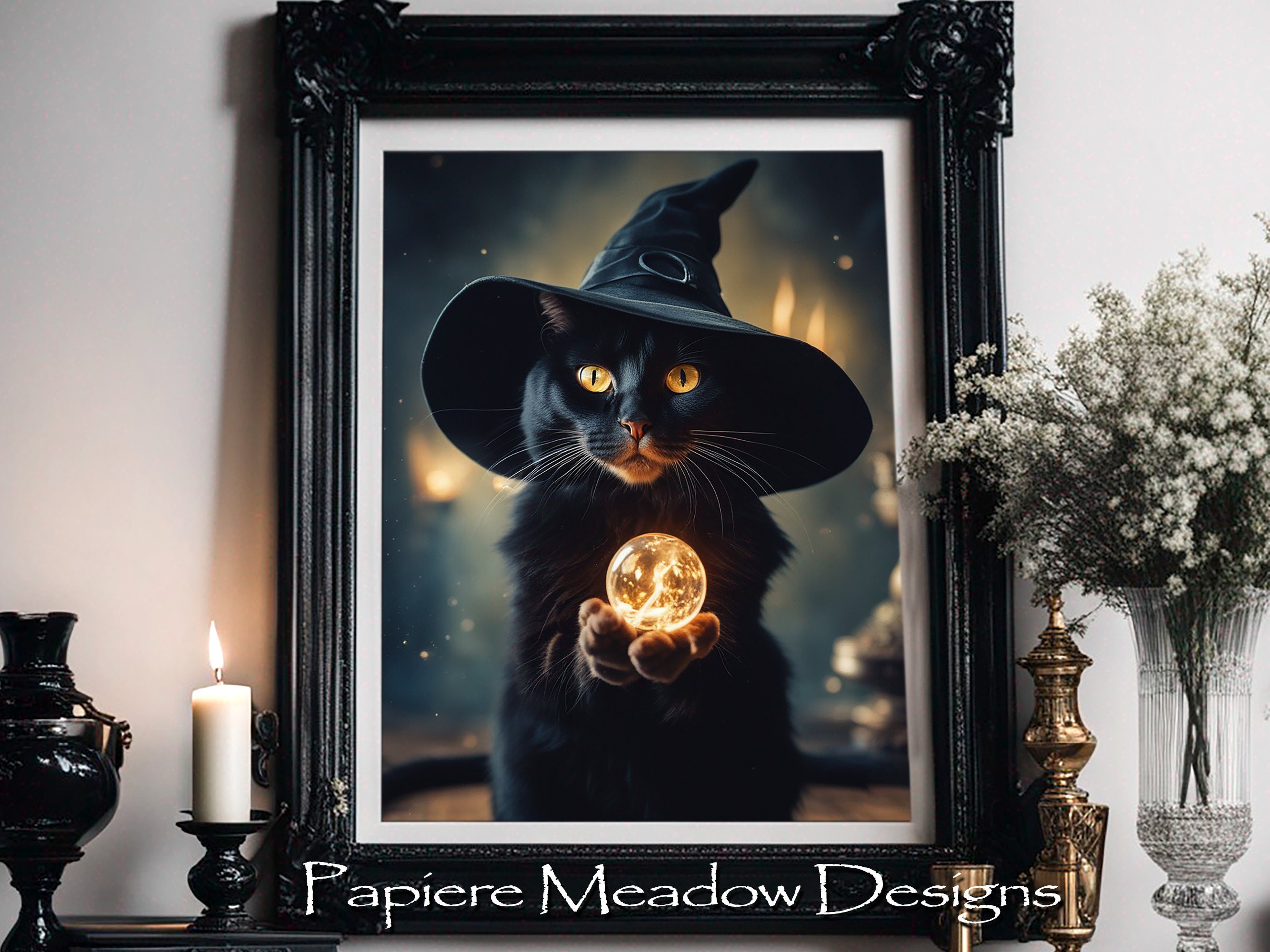 Goth Printable Wall Art Black Cat Poster Spooky Retro Gothic - Etsy