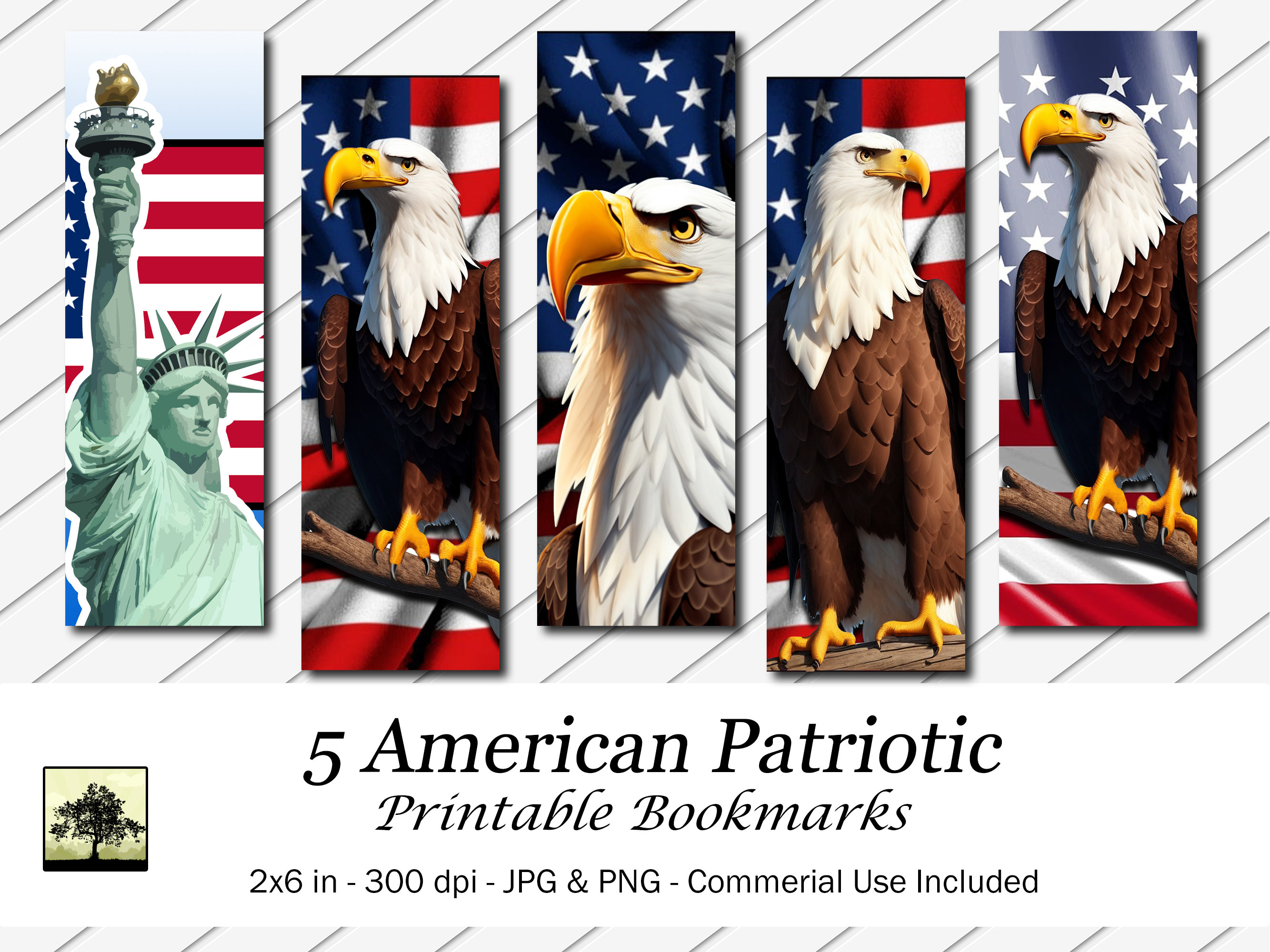 5 Patriotic Printable Bookmarks Sublimation Designs Book - Etsy