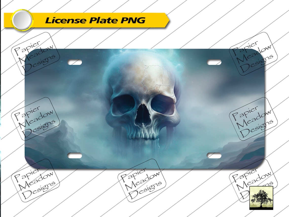 Spooky Skull License Plate PNG for Sublimation Art Design 3D. Perfect ...
