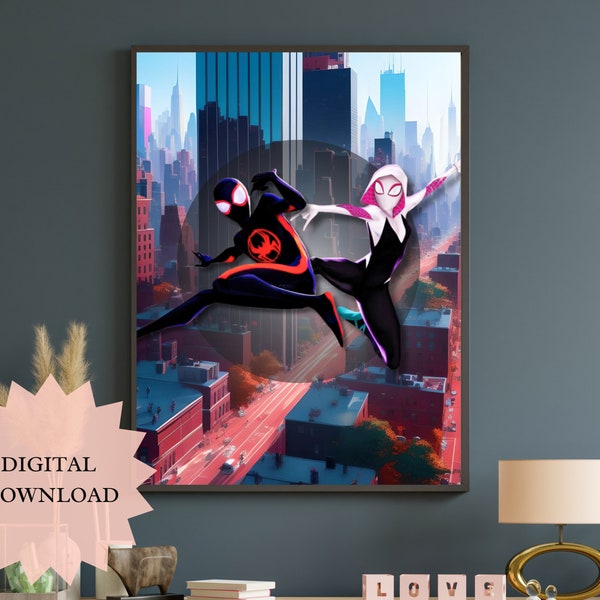 Spiderverse Miles and Gwen Poster - Etsy