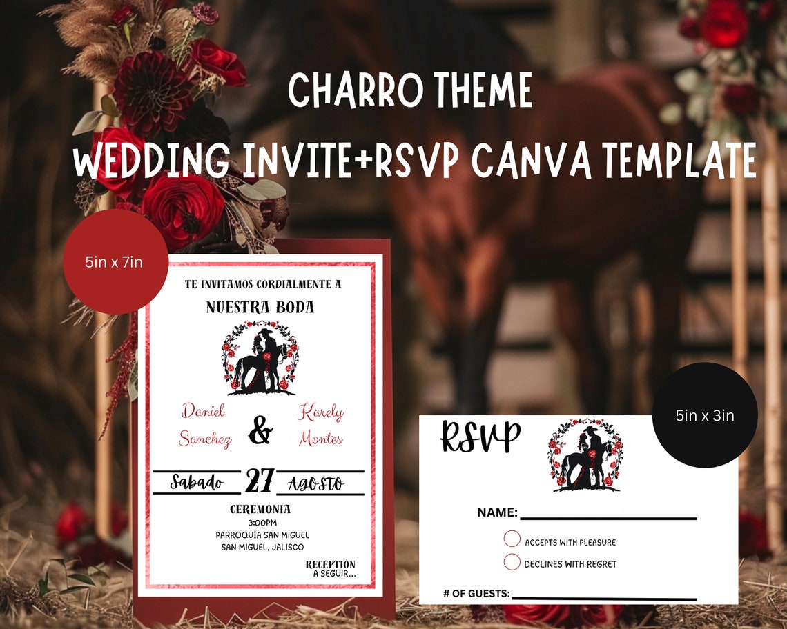 Charro Digital Invitation| Charro Theme| Canva Template| Mexican ...