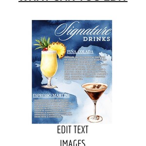 Wedding Bar Menu | Watercolor Cocktail Graphics | Transparent Png ...