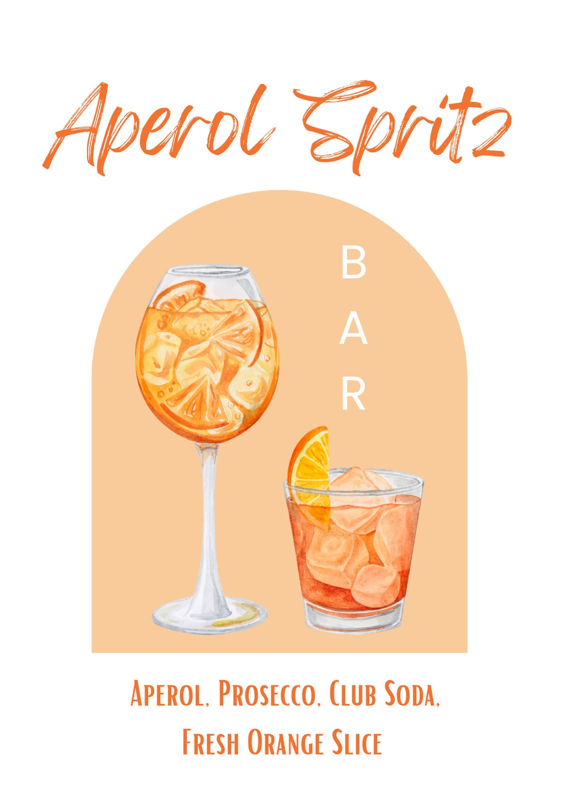 Aperol Spritz Printable Bar Sign, Aperol Spritz, Cocktail Menu, Bar ...