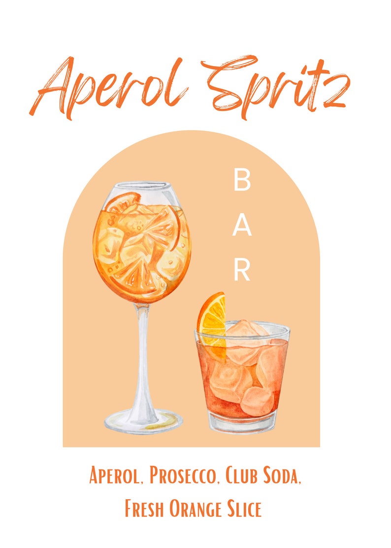Aperol Spritz Printable Bar Sign, Aperol Spritz, Cocktail Menu, Bar ...